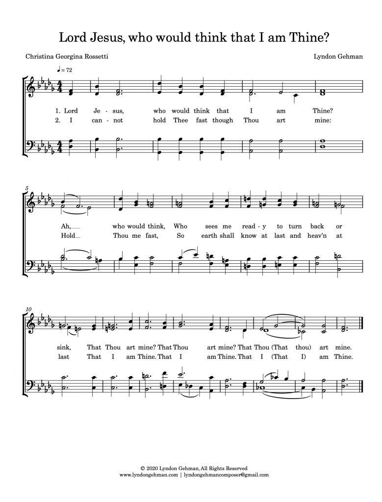 Lord Jesus, Who Would Think That I Am Thine - hymn setting